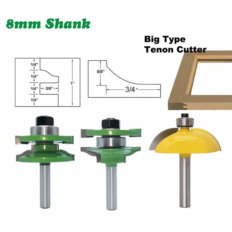 3Pc/Set 8Mm Shank Milling Cutter Wood Carving Big Type Door Panel ...