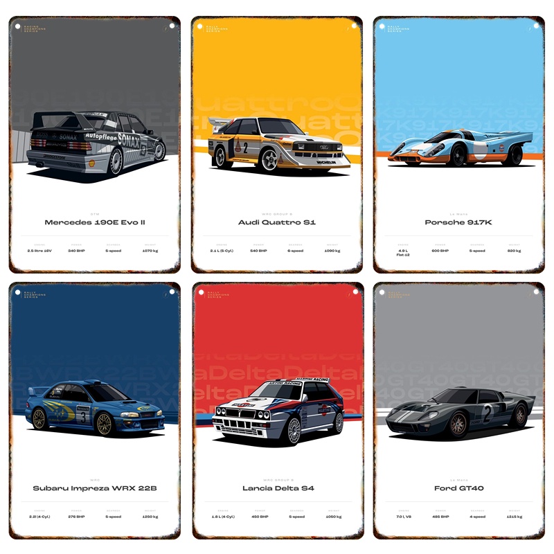 Modern Car Metal Signage Tin Painting Billboard Vintage Racing Poster ...