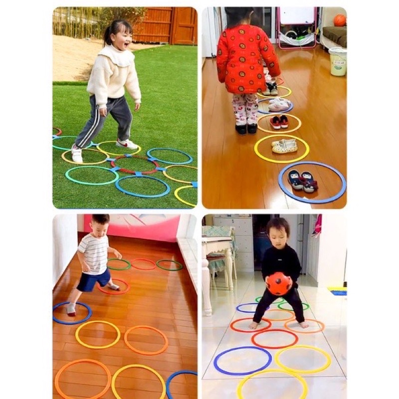 10-5pcs Lattice Jumping Rings Set Game Hoops Outdoor Kids Physical ...