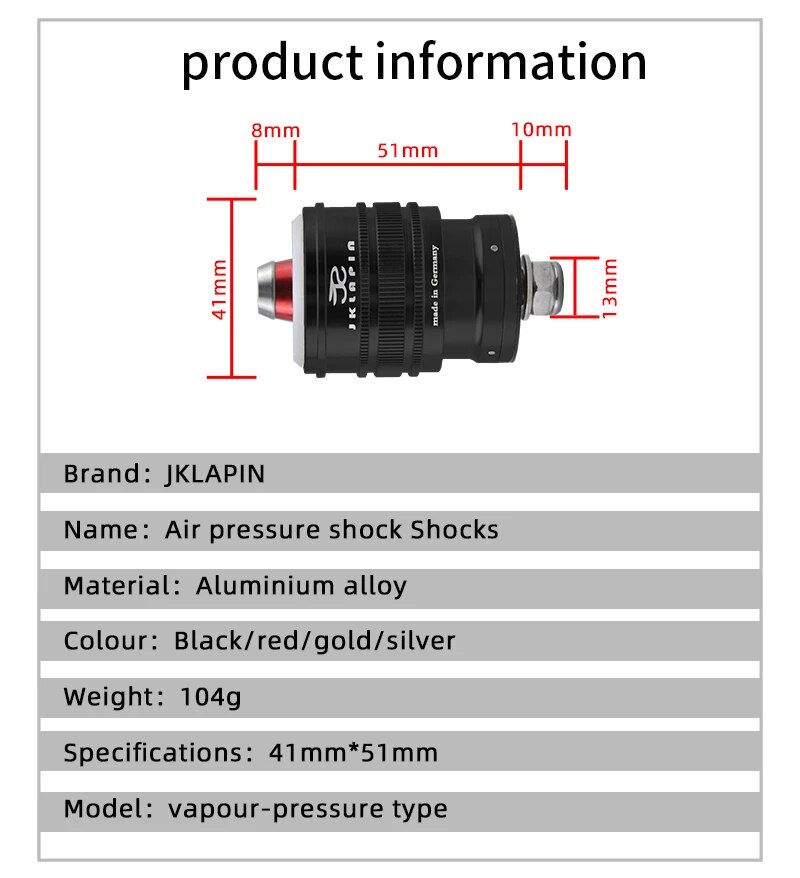 Litepro JKLAPIN Folding Bicycle Air Pressure Rear Shocks Aluminium ...