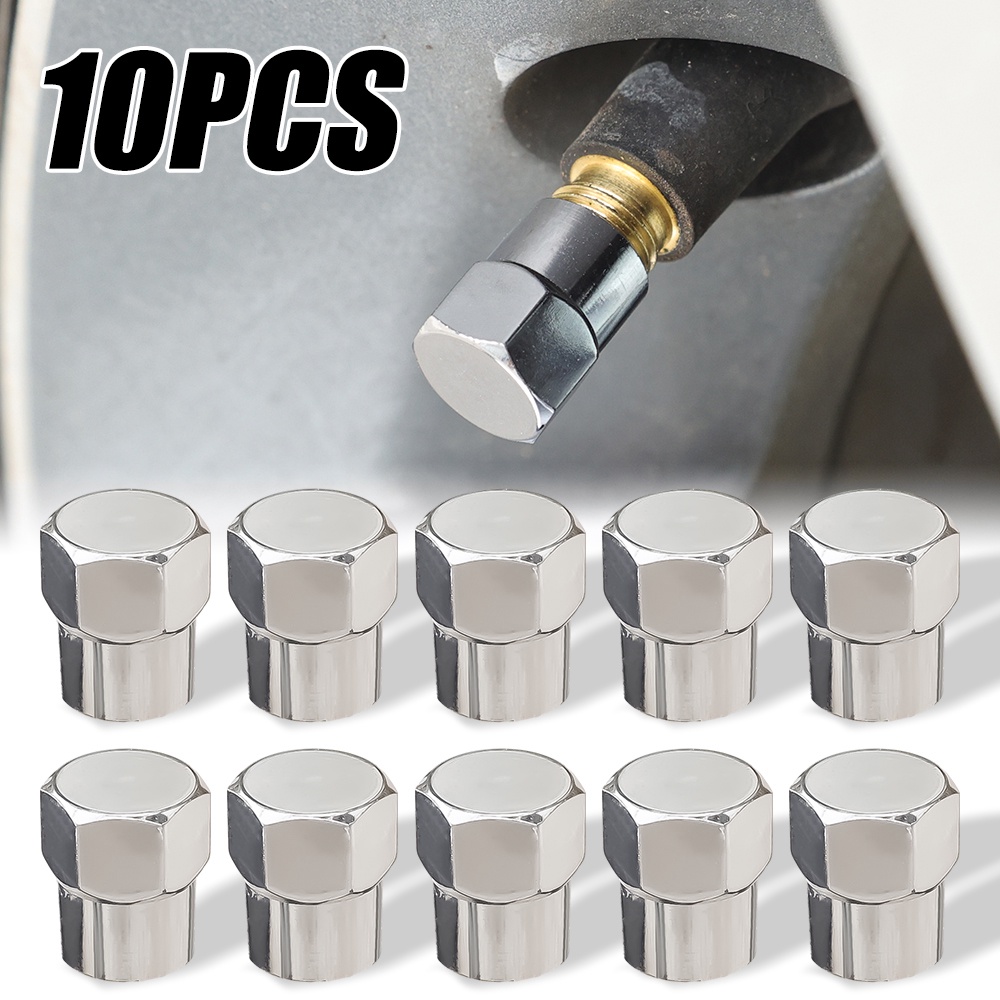 10Pcs Chrome Plated Plastic Tire Flat-headed Valve Cap / Car Tyre Air ...