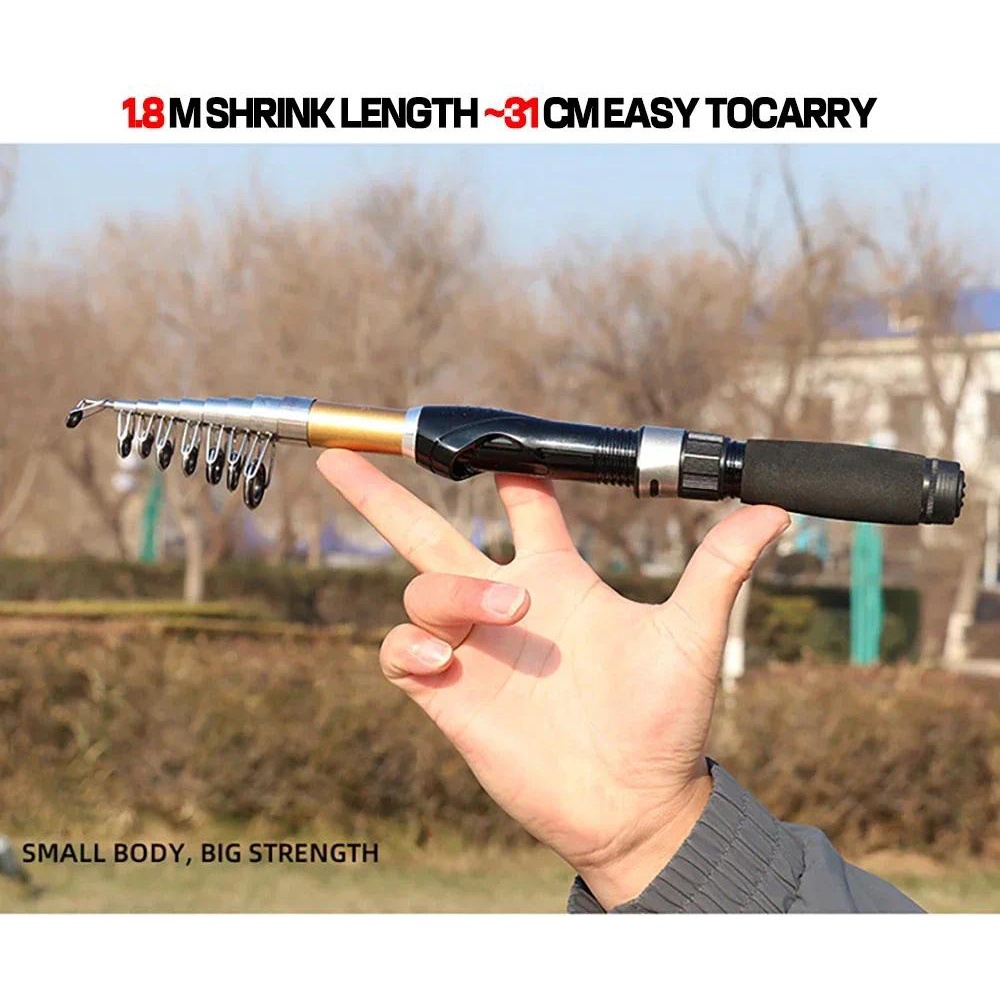 1.5m-2.1m Portable Telescopic Fishing Rod Combo with 5.2:1 Reel Set ...