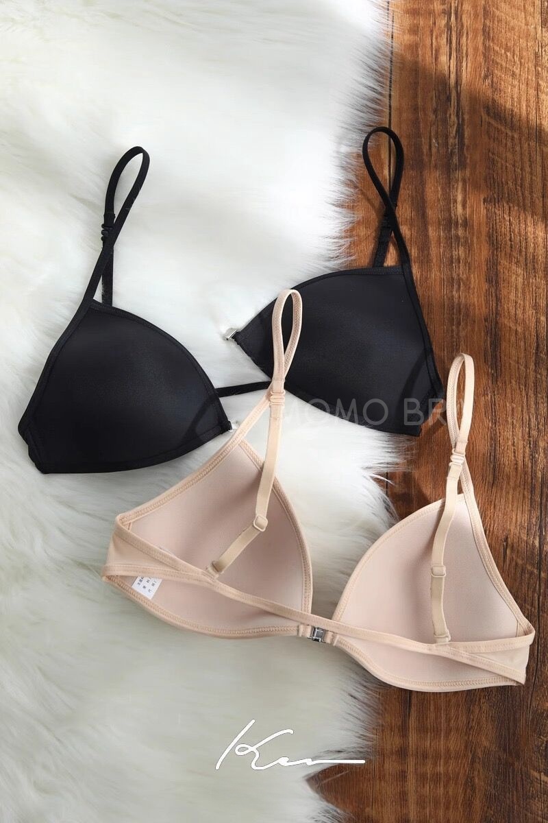 MOMO Front Buckle Push Up Bra Seamless Backless Bra Hanging Neck Style ...