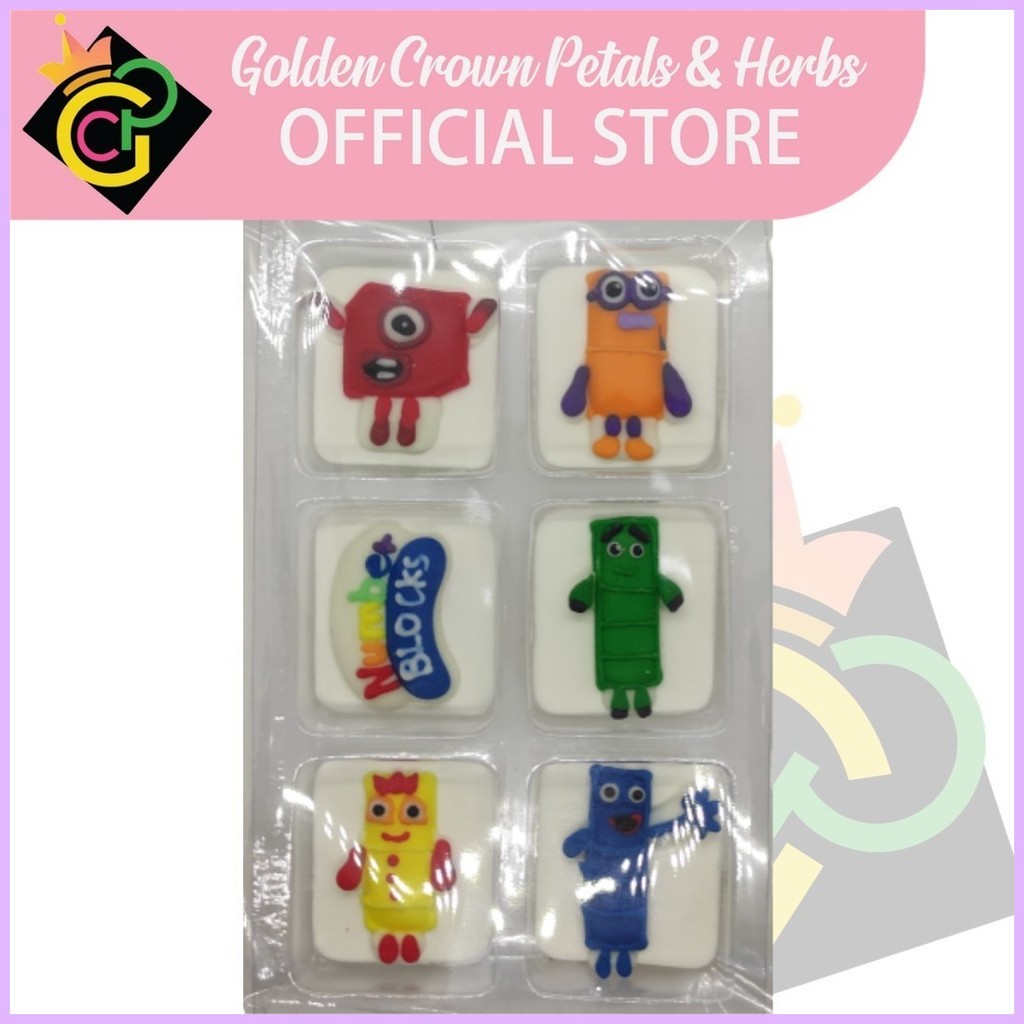 Number Blocks Character Cartoons Set Royal Icing 2D cake cupcake Topper ...