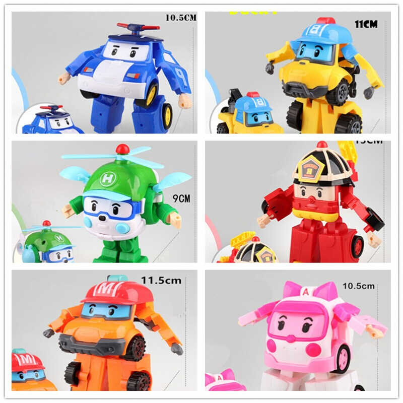 Korea 6Pcs/Set Poli Robocar Transformation Robot Car Model Anime Action ...