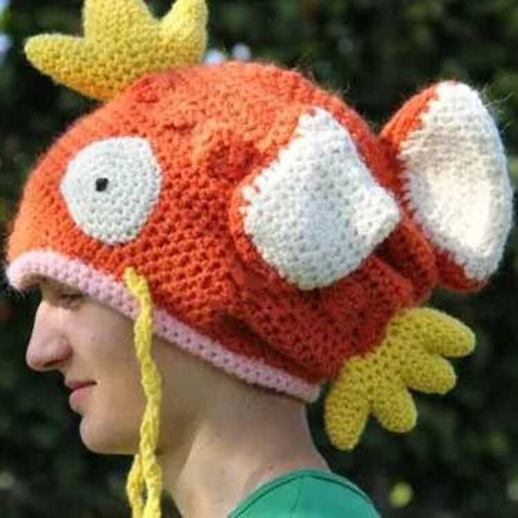 Magikarp Handmade Beanies Wool Hat Funny Creative Warm Orangel Anime ...