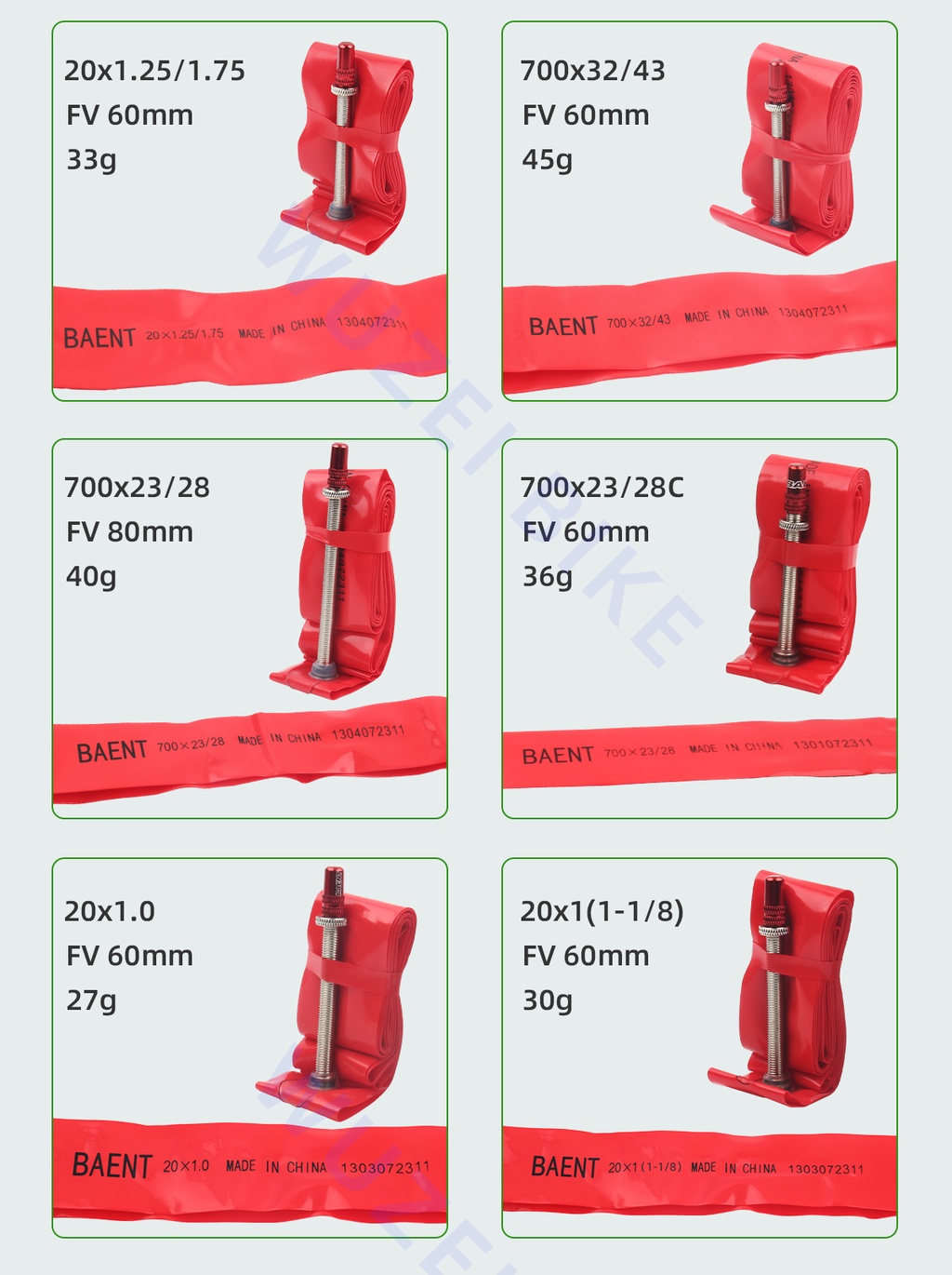 BAENT Ultralight Bike Inner Tube 700x23C/28C/20X1.0/20X1-1/8 MTB/Road ...