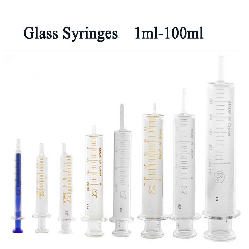 Glass Syringe 1Ml-100Ml Glass Injector Sampler Syringe Lab Glassware ...