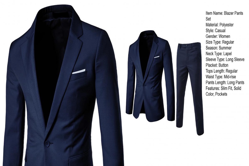 QCA Men Blazer Pants Set Suit Jacket Pants Set Men's Business Suit Set ...