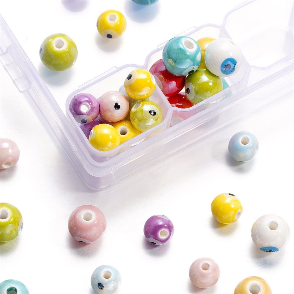 St. kunkka 5Pcs 8-10mm High Quality Ceramic Eye Round Beads Devil's Eye ...