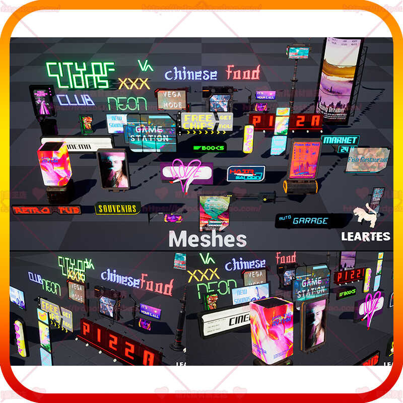 UE4 Unreal 5 LED Sign Signage Cyberpunk Billboards Signs Set UE5 ...