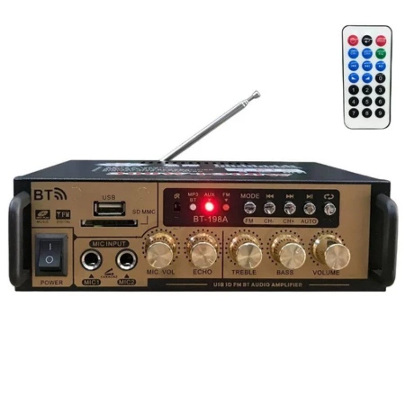 300W+300W Digital Hifi Bluetooth Stereo Audio Amplifier Fm Radio Usb BT-198A 12V 220V HIFI Mini ...