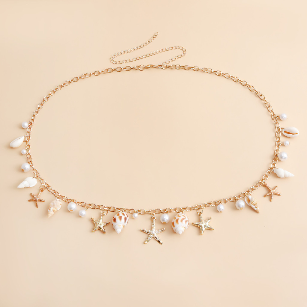 A Fashion Starfish Conch shell belt Chain Waistband Body Chain jewelry ...