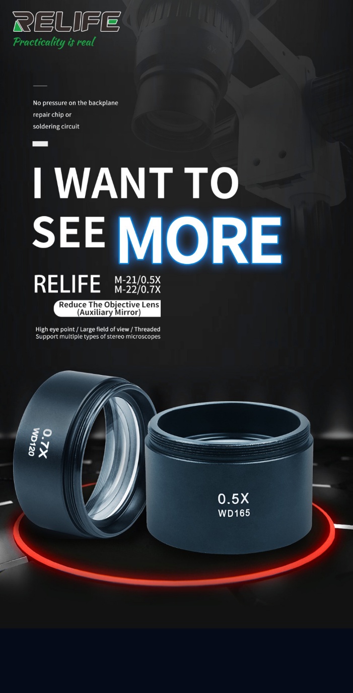 RELIFE M-21 M-22 0.5X 0.7X Auxiliary Objective Lens for Zoom Stereo ...