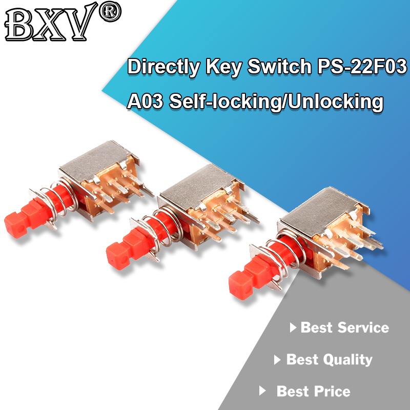 10PCS PS-22F03 A03 Directly Key Switch Self-locking/Unlocking Push ...