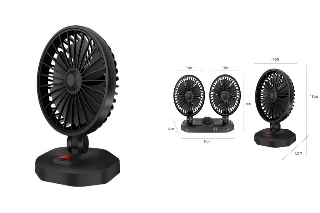 OMG 12V/24V Air Cooling Fan for Bus Dual Head Car Cooling Fan ...