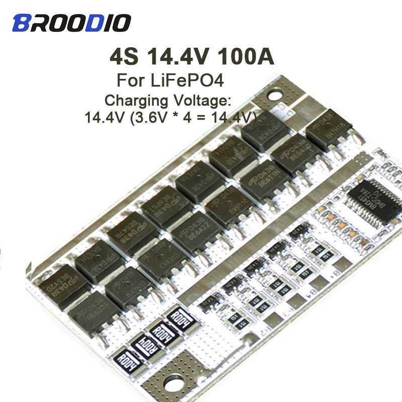 4S 14.4V 100A BMS 18650 Li-ion LiFePO4 LiFe Lithium Battery Protection Board PCB BMS 4S Circuit ...
