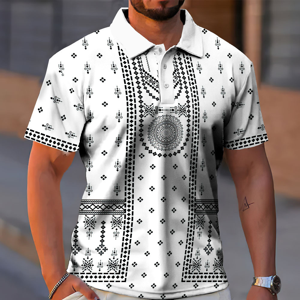 2025 New Retro Ethnic Style Red Polo Shirt Modern Barong Top ...