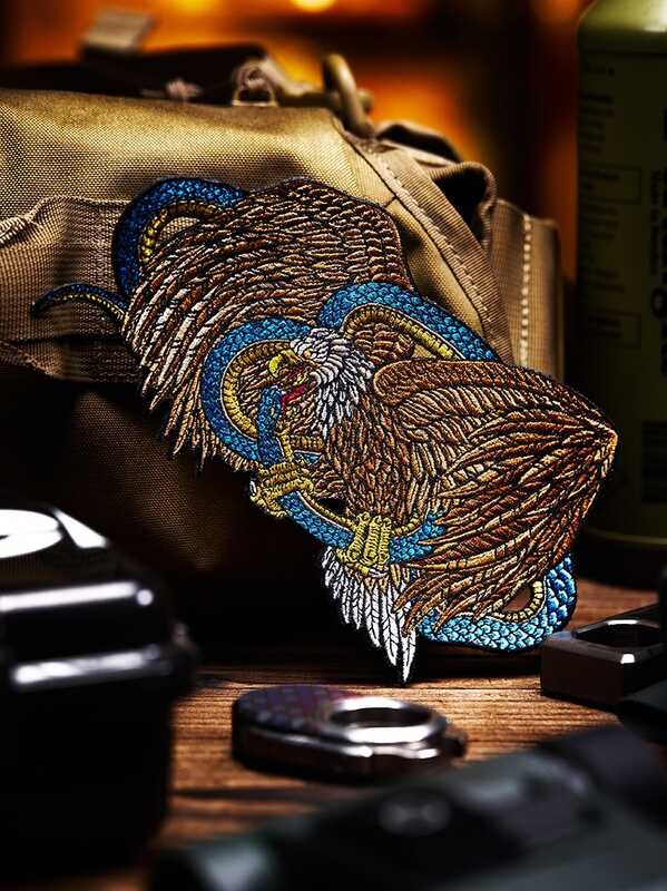 American MXL Eagle vs Snake Embroidered Morale Badge Military Fans Velcro Patch Armband Shoulde ...