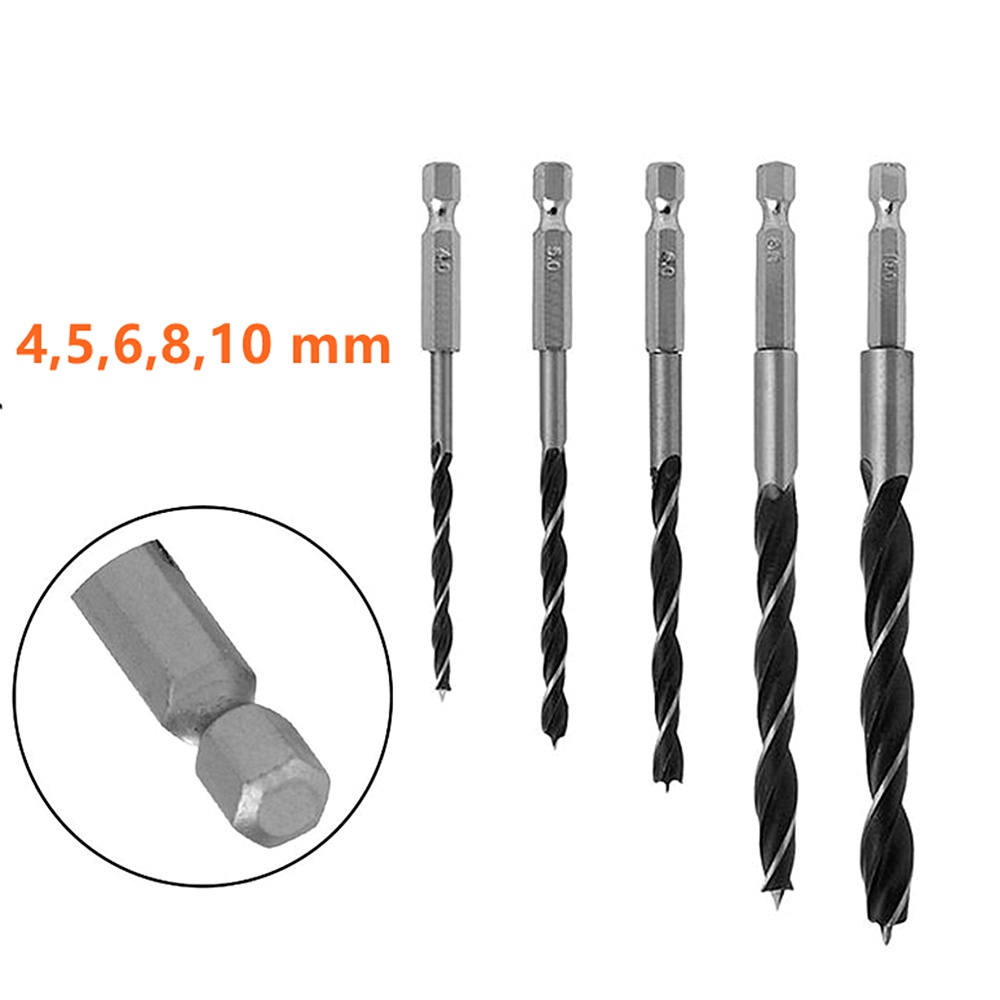 5Pcs High-carbon steel Drill Bit Hole Saw Set Woodworking Drill 4mm 5mm ...