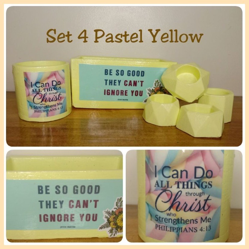 유 ⦶ ⚽ ♞Inspirational/Motivational Bible Verse Cement Pots Set | Shopee ...