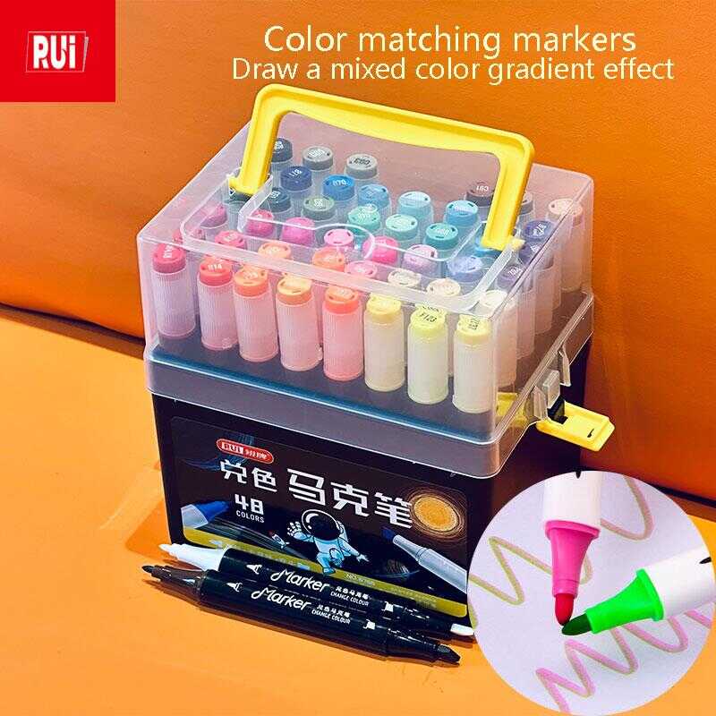 12-60 Colors Sketching Markers Set Double Headed Color Matching Markers ...