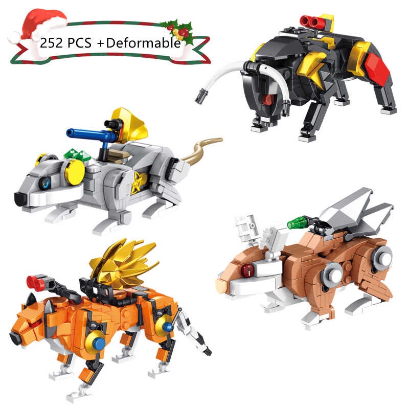 Rat Bull Tiger Rabbit Animal Set Deformation Robot Building Block Model ...