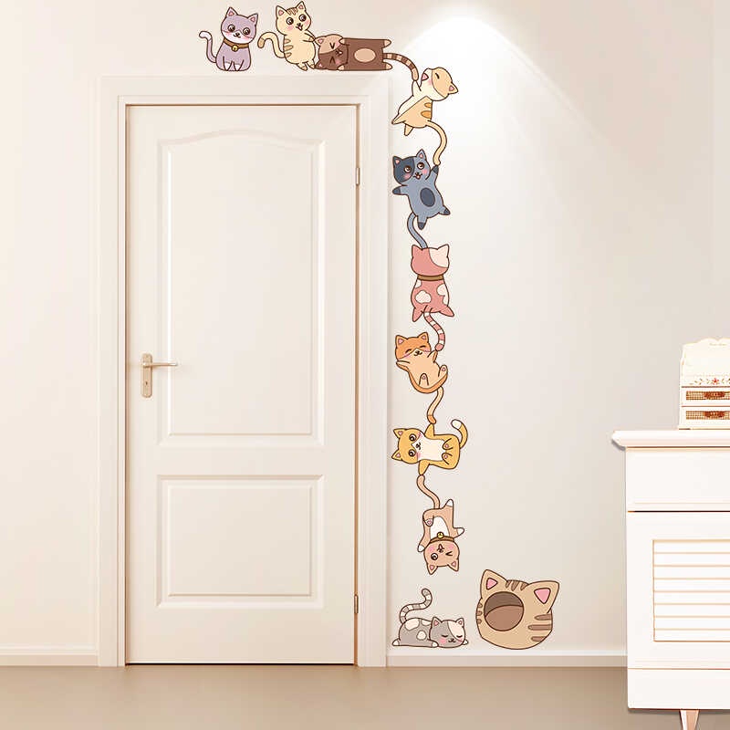 Mga Kulay Na Cat Wall Sticker DIY Animals Wall Decals Para Sa Mga Bata ...