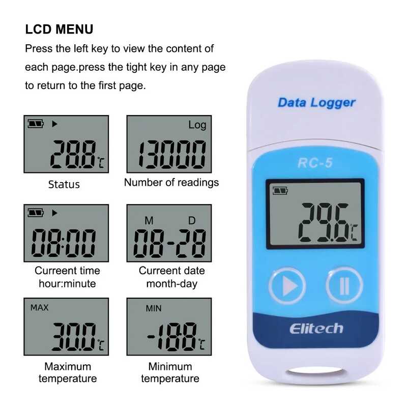 Rc-5 Digital USB Temperature Data Logger Recorder External Sensor 32000 ...