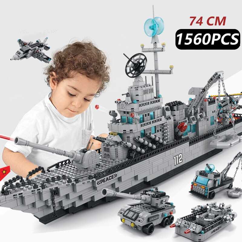 Model Warship Building Blocks Building Set Boy Navy Ship Aircraft ...