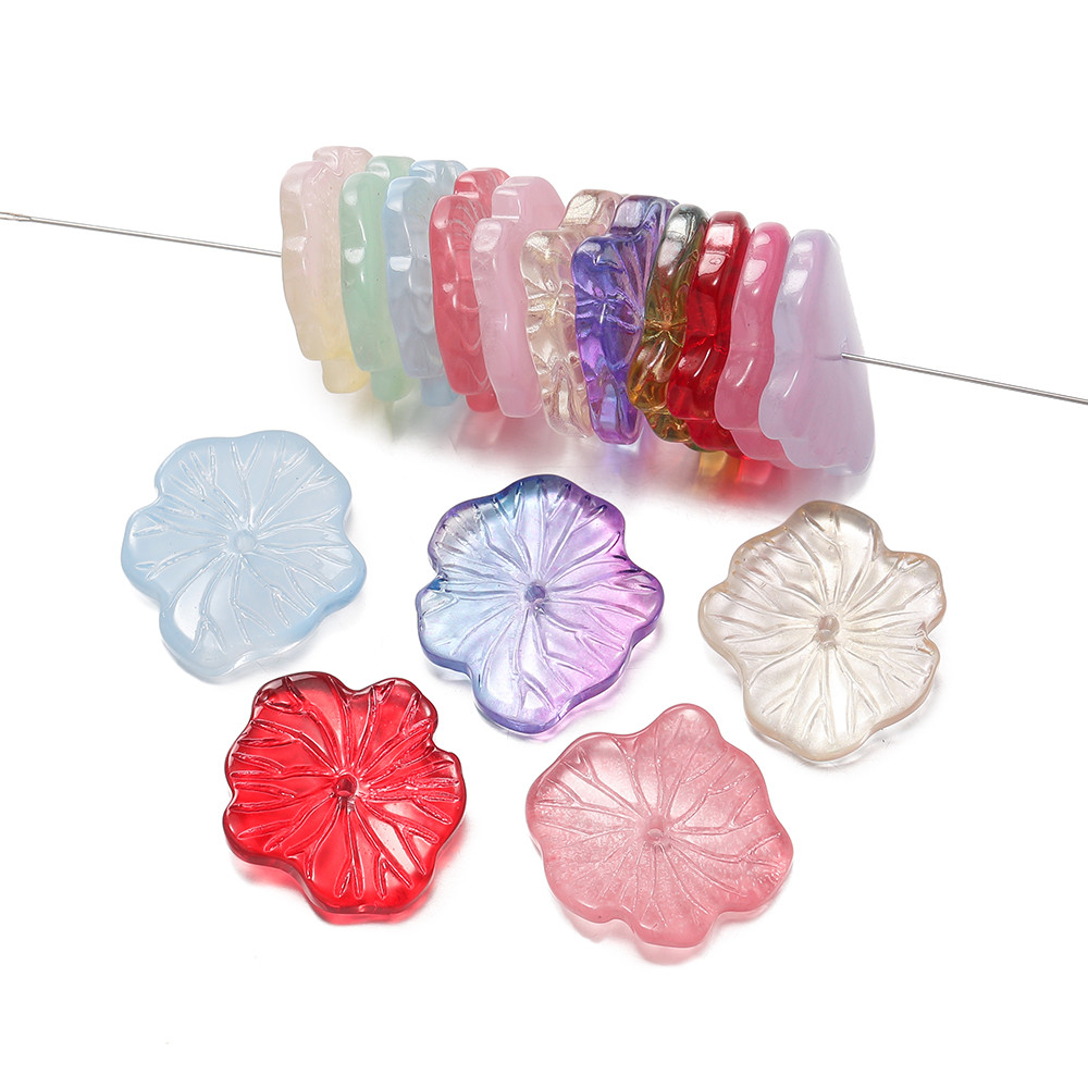 St. kunkka 30Pcs Glass Lotus Leaf Beads Two-Color Smudge New Style Leaf ...