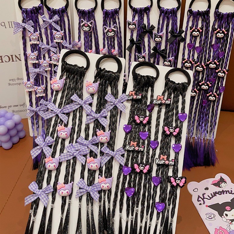 Someday Girls Lovely Sweet And Cool Kuromi Wig Braid Hair Ropes Elastic ...