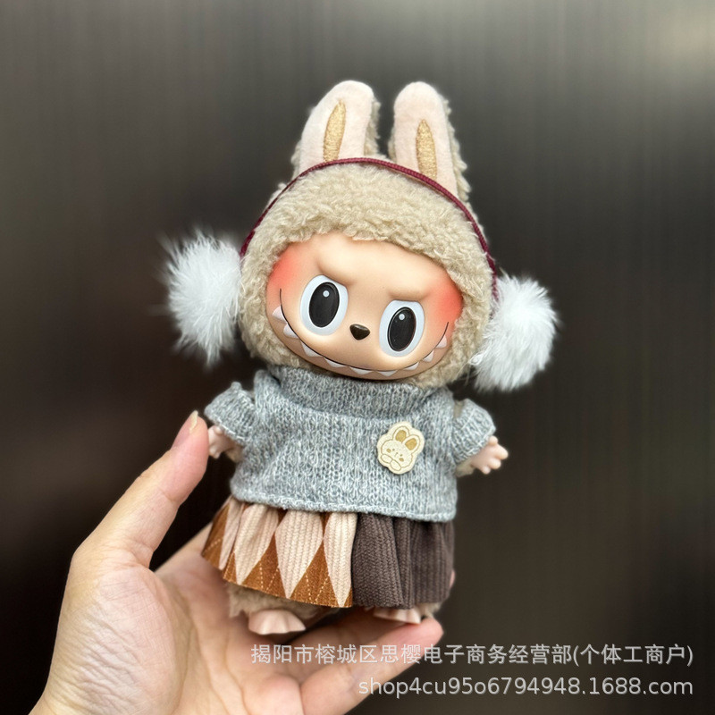 HW Labubu Baby Clothes 17cm Labubu Pendant V1 V2 Generation Vinyl Plush ...