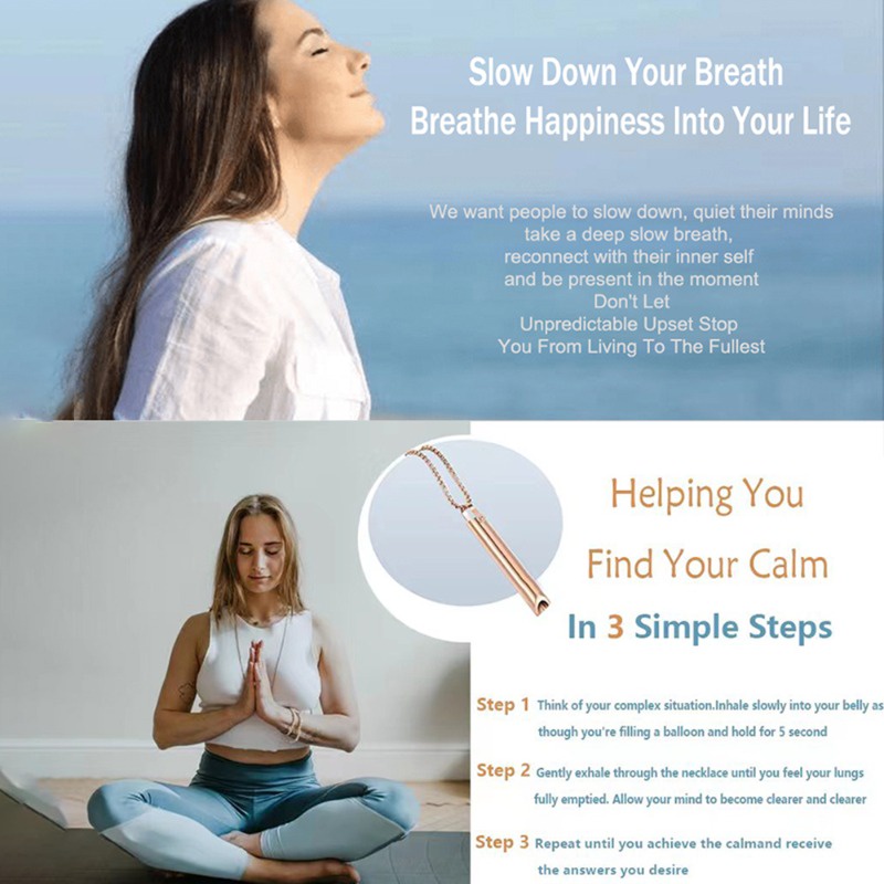 Mindfulness Deep Breathing Pendant Necklace Stainless Steel Fashion ...