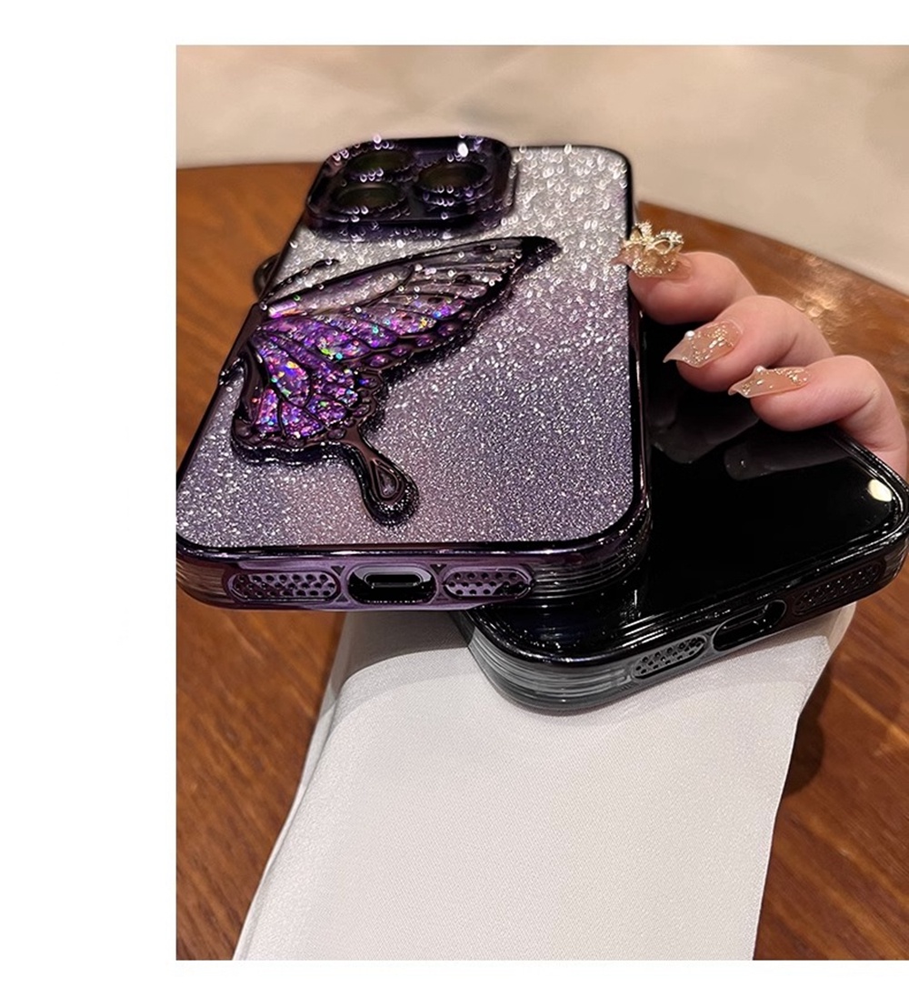 Gradient Glitter Butterfly Phone Case for IPhone 12 13 14 15 Pro Max Soft TPU Case with Camera ...