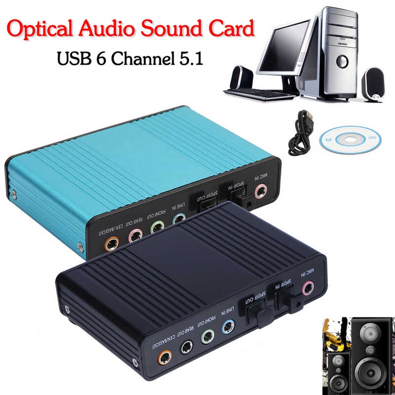Propesyonal USB Sound Card 6 Channel 5.1 Optical External Audio Card ...