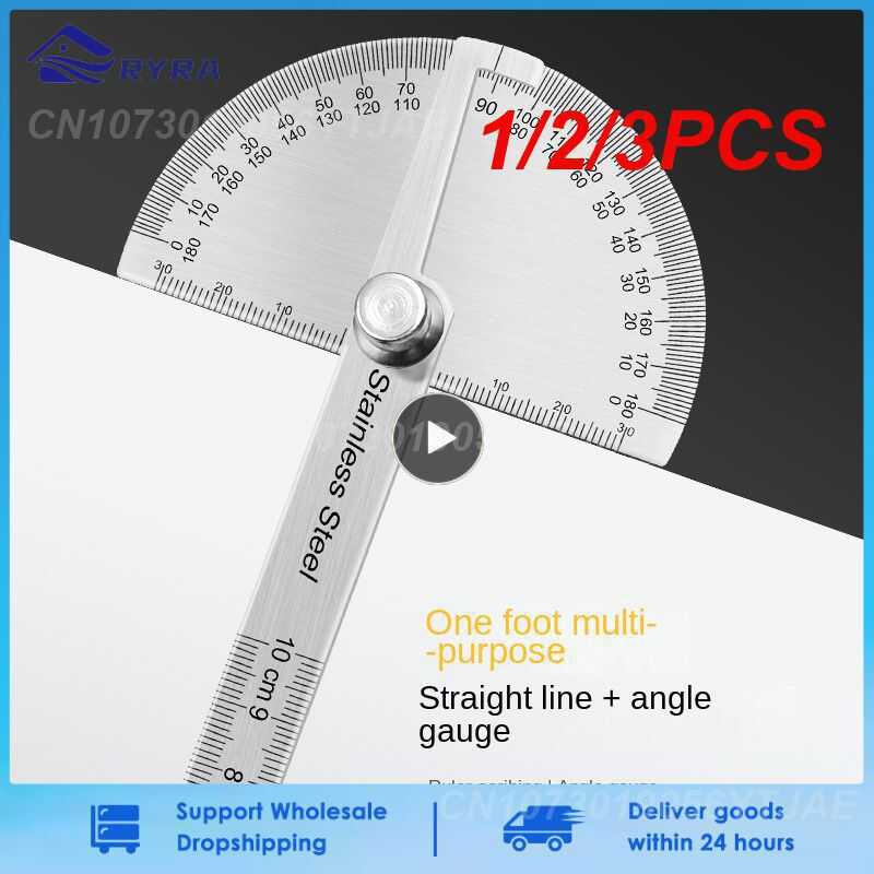 1/2/3PCS Stainless Steel 180 Degree Protractor Metal Angle Ruler ...