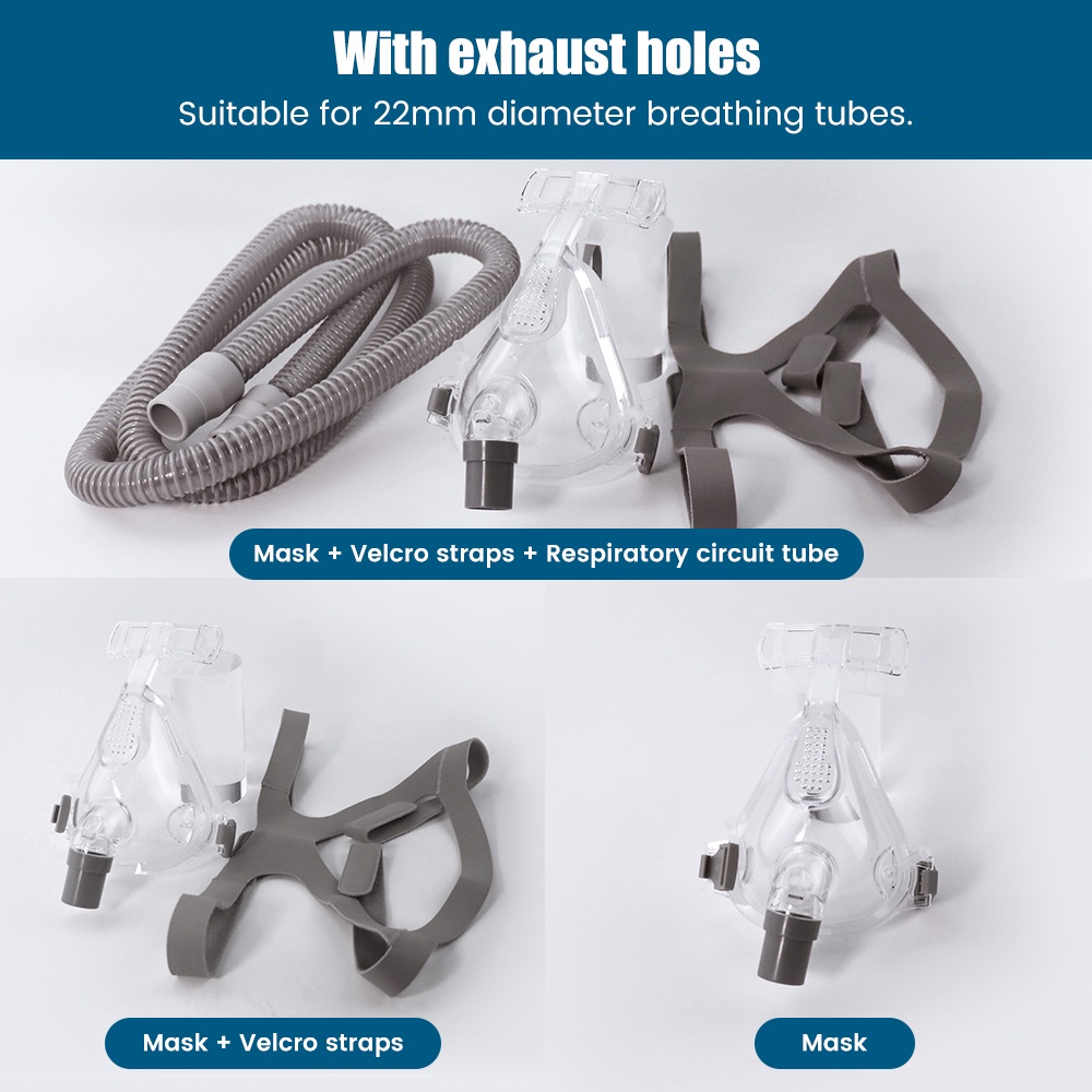 Adjustable CPAP Full Face Mask Respirator Ventilator & Headgear Nose ...