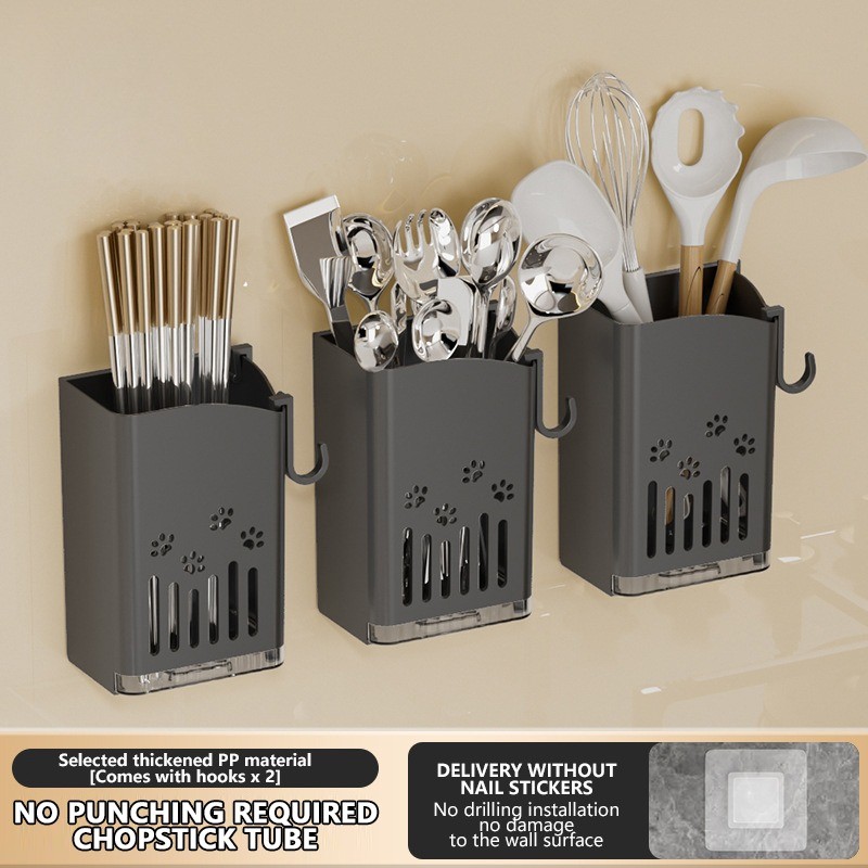 Utensil Drying Rack with Drain tray and Hooks, Wall Mounted Utensil ...