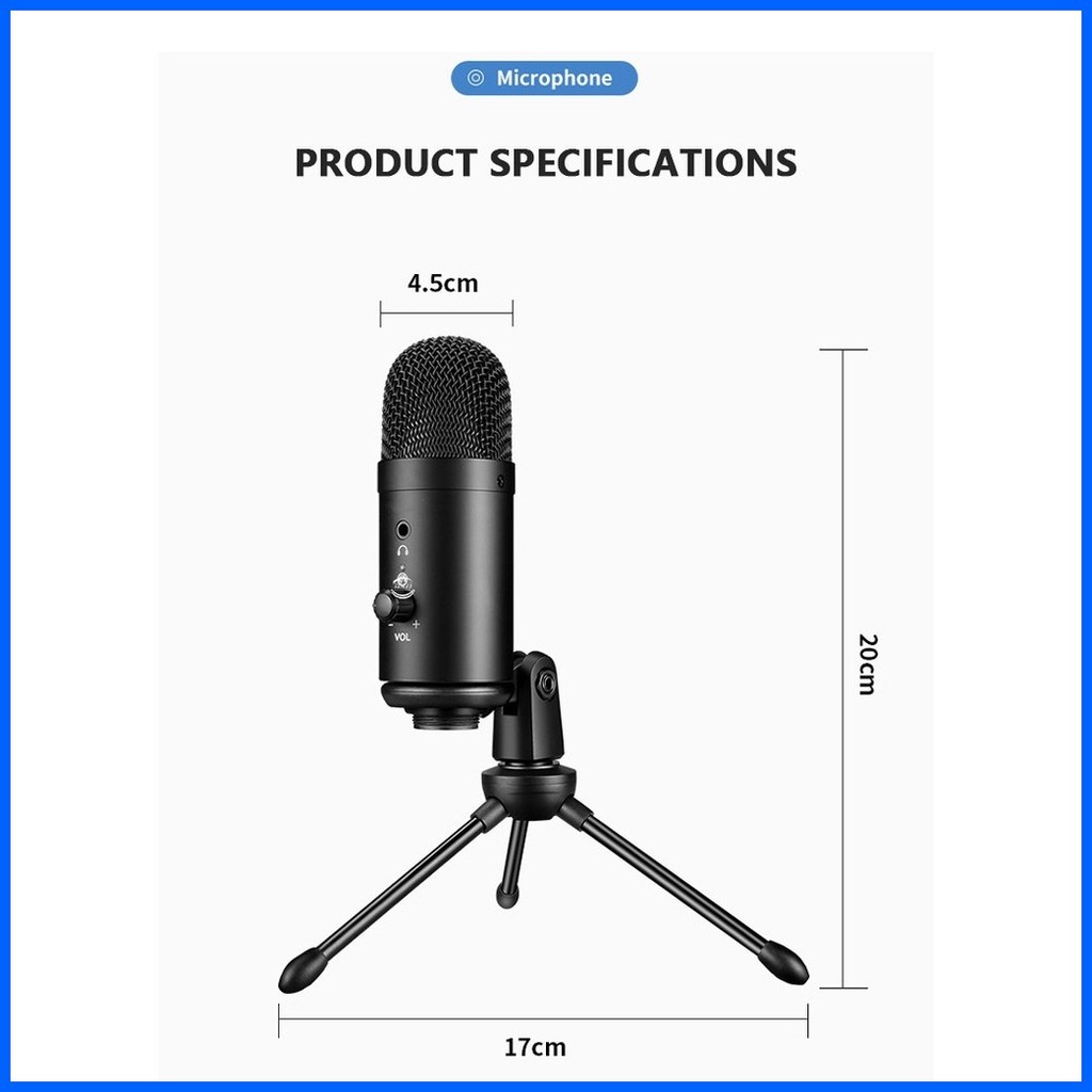 TOAO USB Condenser Recording Microphone Podcast for ASMR Live Broadcast ...