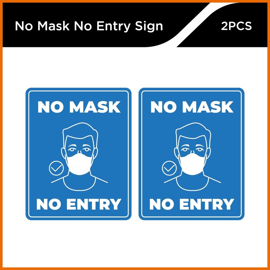 DSign 2pcs No mask No Entry Blue-Boy Sign Safety Signages Vinyl Sticker ...