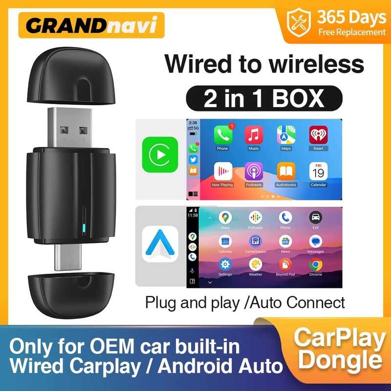 Wireless Carplay Adapter Auto 2 In 1 Smart Dongle 2024 5G WIFI Iphone ...
