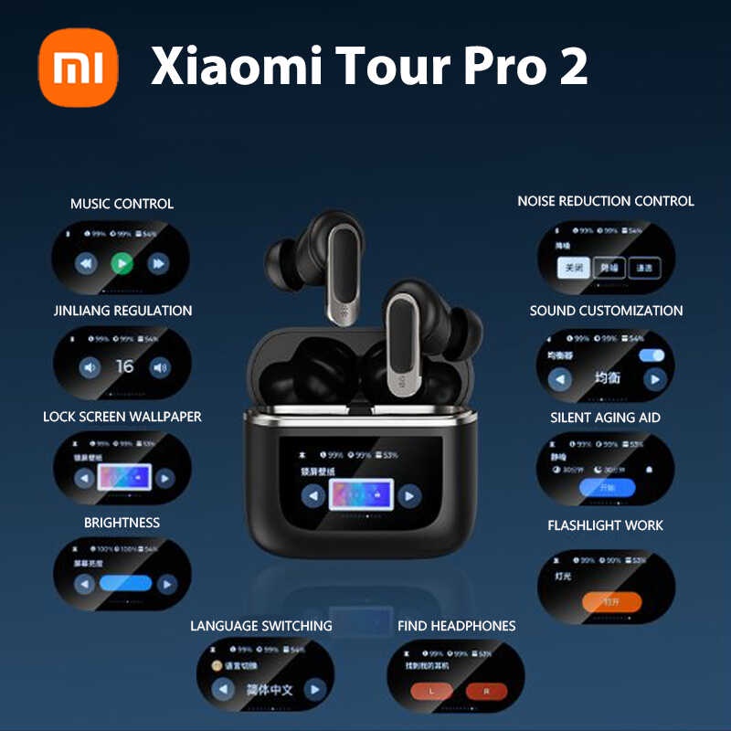 Xiaomi Tour Pro2 Wireless Earbuds ANC Bluetooth Headphones Mijia LCD ...