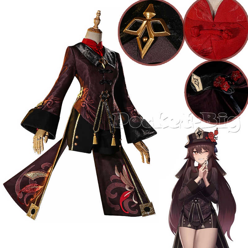 Game Genshin Impact Hutao Cosplay Costume With Rings Set Shiny Look Hu ...