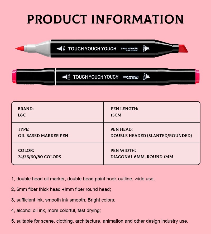 L&C 24/30/60/80 colors marker Alcohol markers Set Touch Marker Pen ...