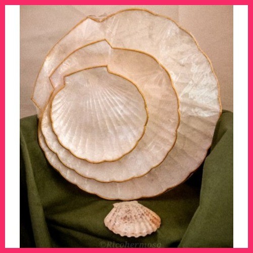 ∇ Capiz Plate, Server Plate, Candy Dish 3pcs Per Set (Clam Shell Design ...