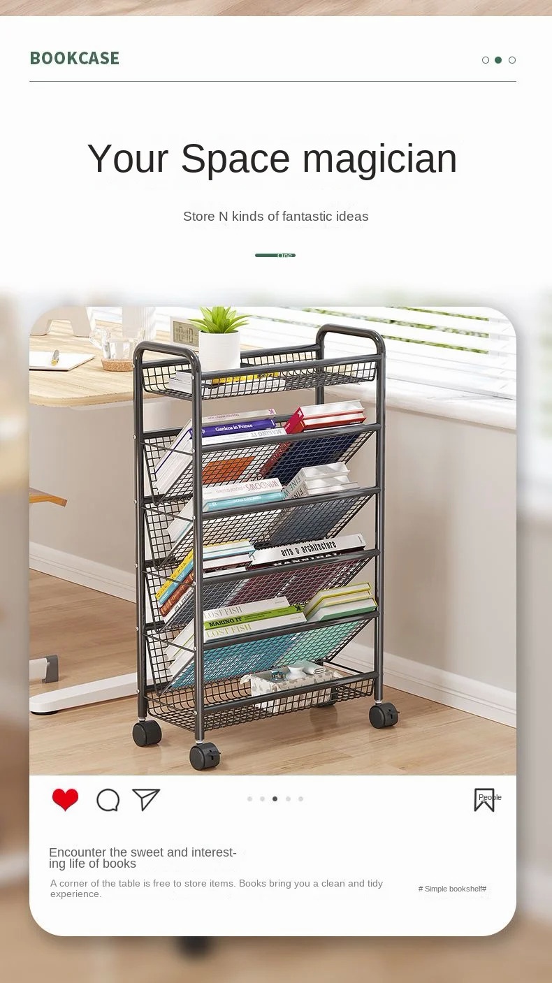 Wheeled storage rack Simple student bookshelves on the floor, new ...