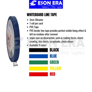 Whiteboard Line Tape 3mm x 30meter Goldlion GL330 White Board Sticker ...