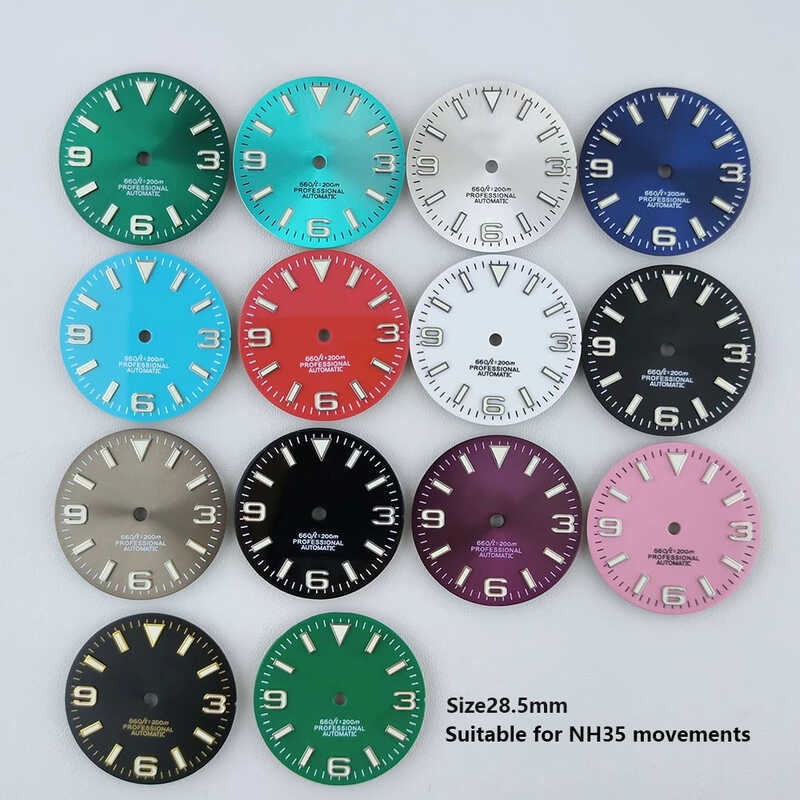 28.5 mm NH35 Dial Green Luminous Watch Dial Watch Parts for Seiko ...