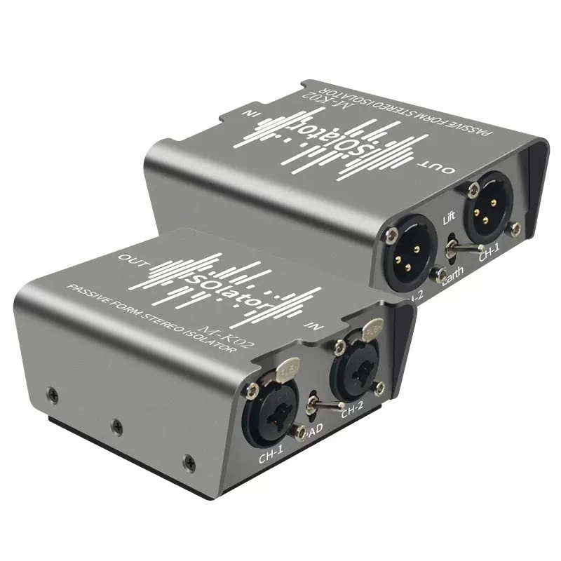 Passive Dual 6.35mm to XLR Audio Stereo Signal Isolator 2 in 2 out Hum ...